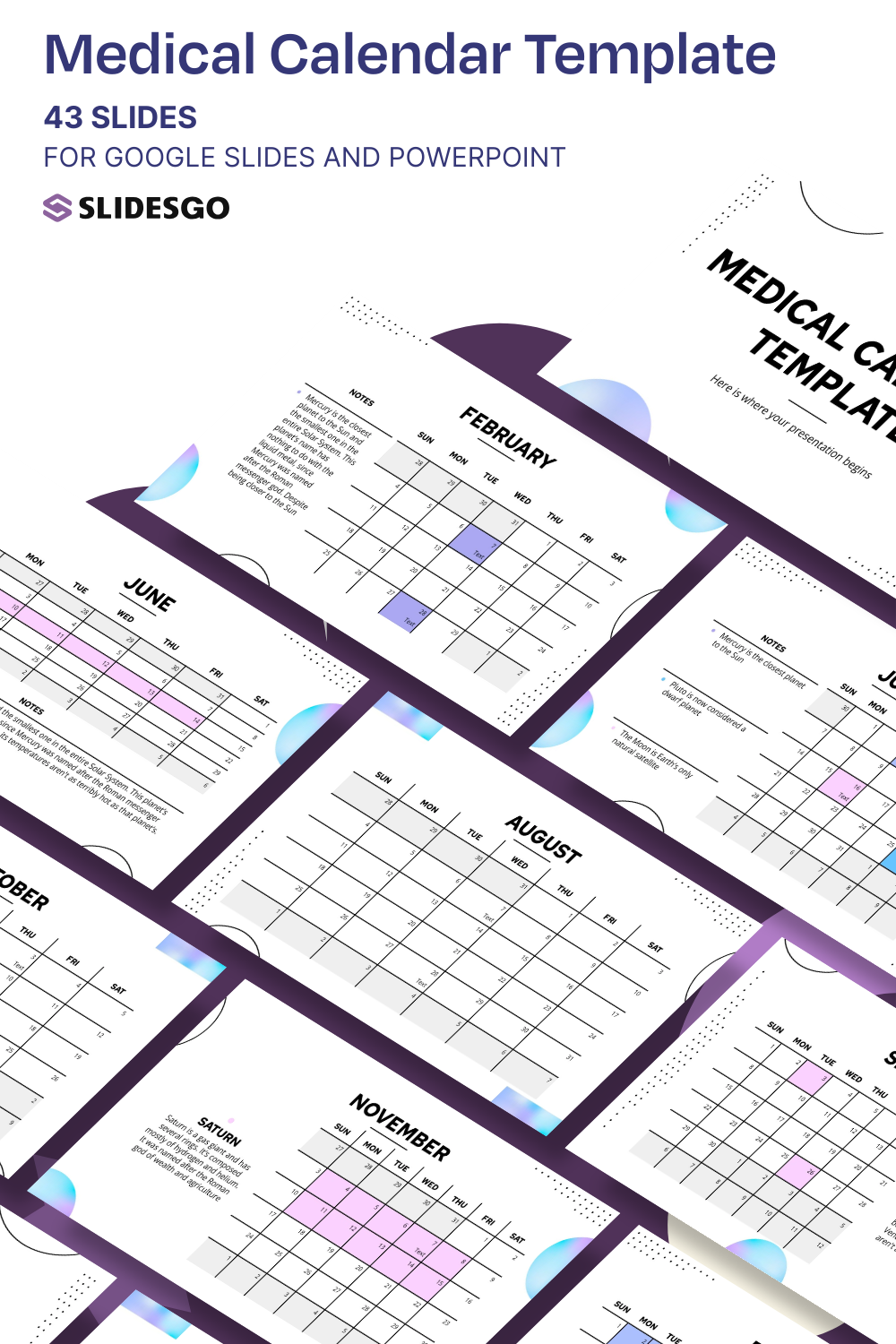 Medical Calendar Template Presentation