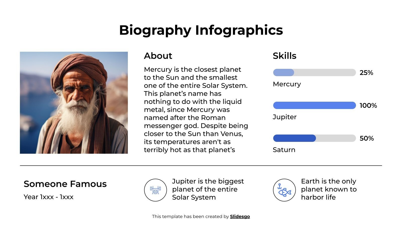 Modelo Infográficos de biografia