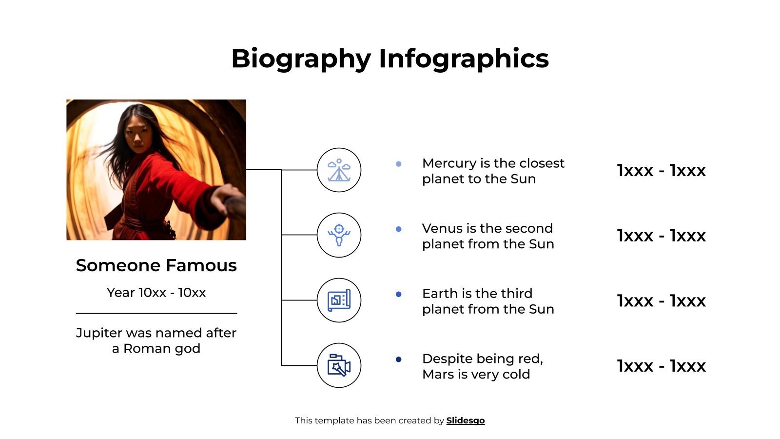 Modelo Infográficos de biografia
