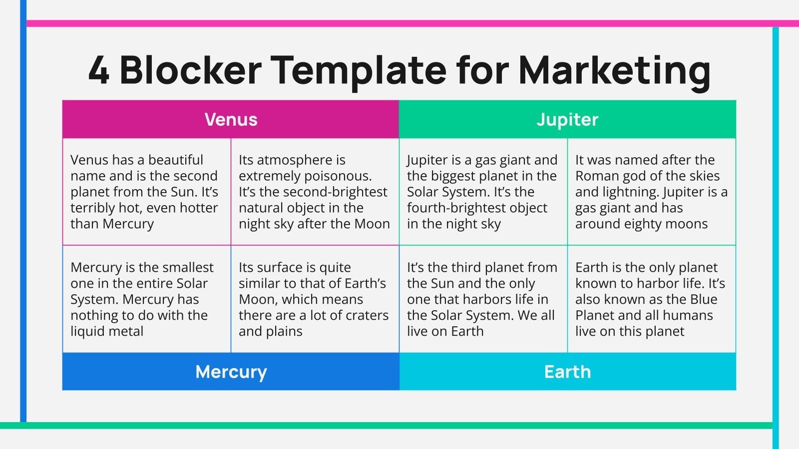4 Blocker Template for Marketing Presentation