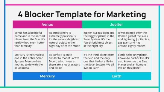 4 Blocker Template for Marketing Presentation