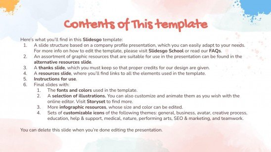 Watercolor Splash Company Profile | Google Slides & PPT