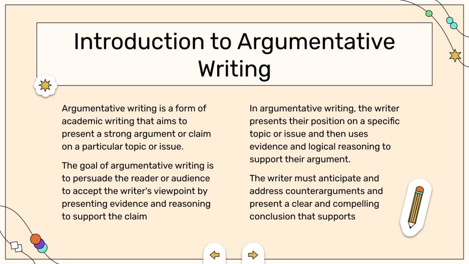 Language Arts Subject: Writing of an Argumentative Text