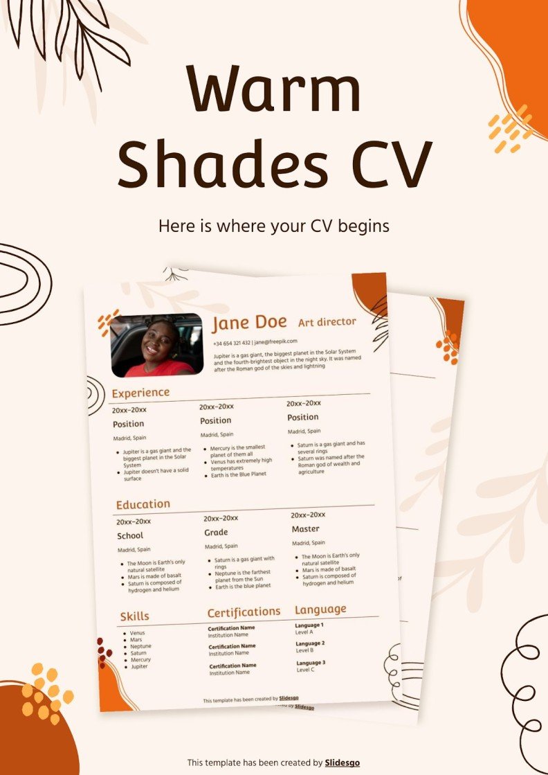 Warm Shades CV Presentation