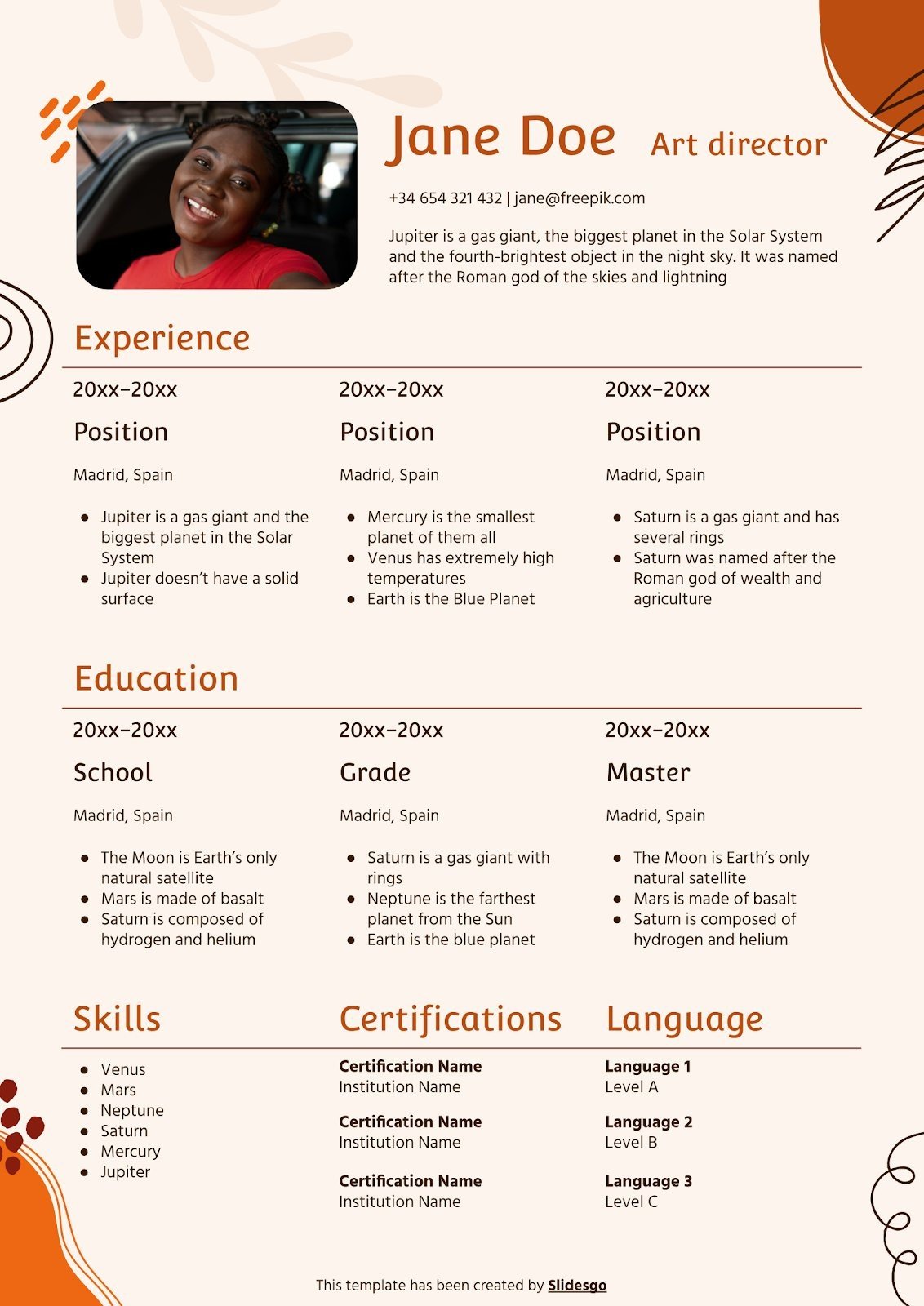 Warm Shades CV Presentation