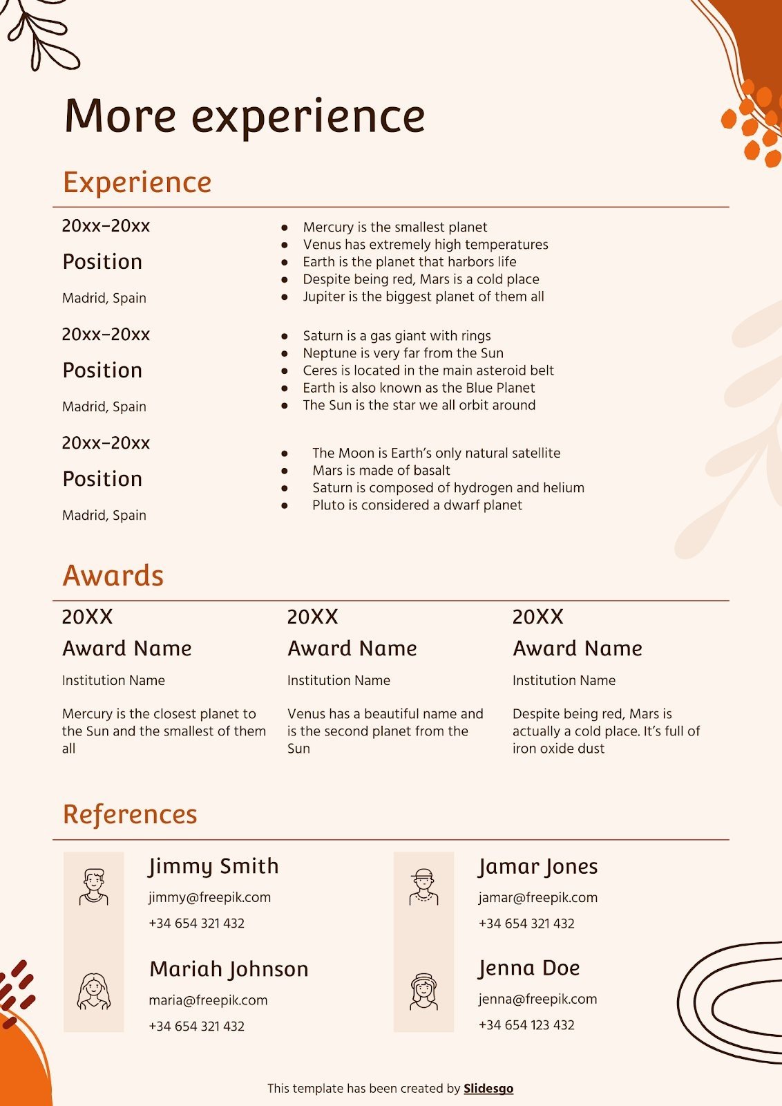 Warm Shades CV Presentation