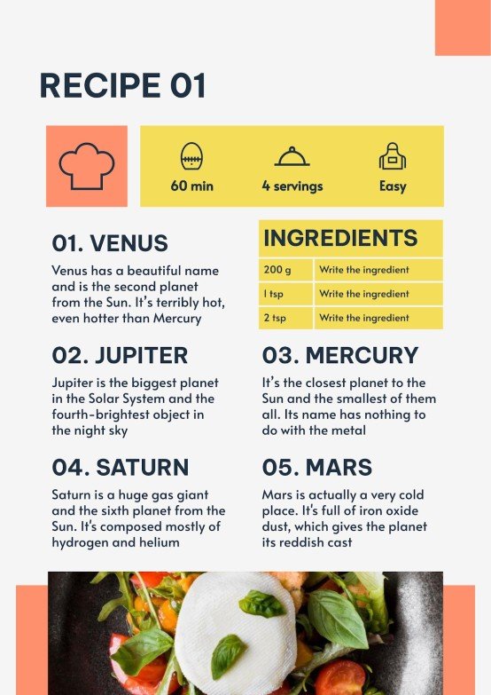 Dinner Recipes Book Presentation