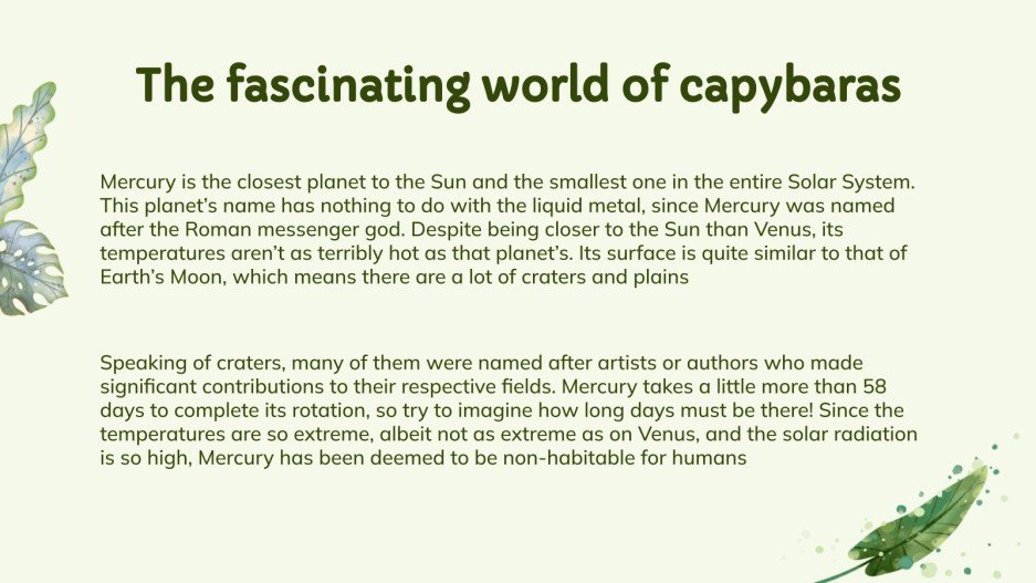 How does the Capybara live? Presentation