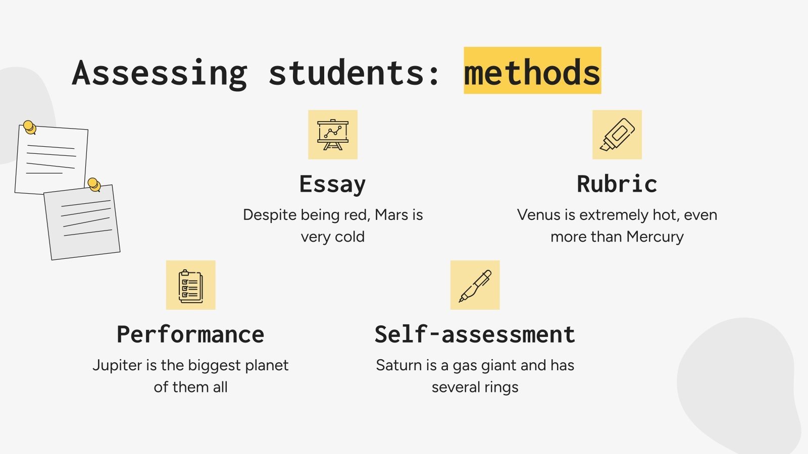 Student Assessment Methods Presentation