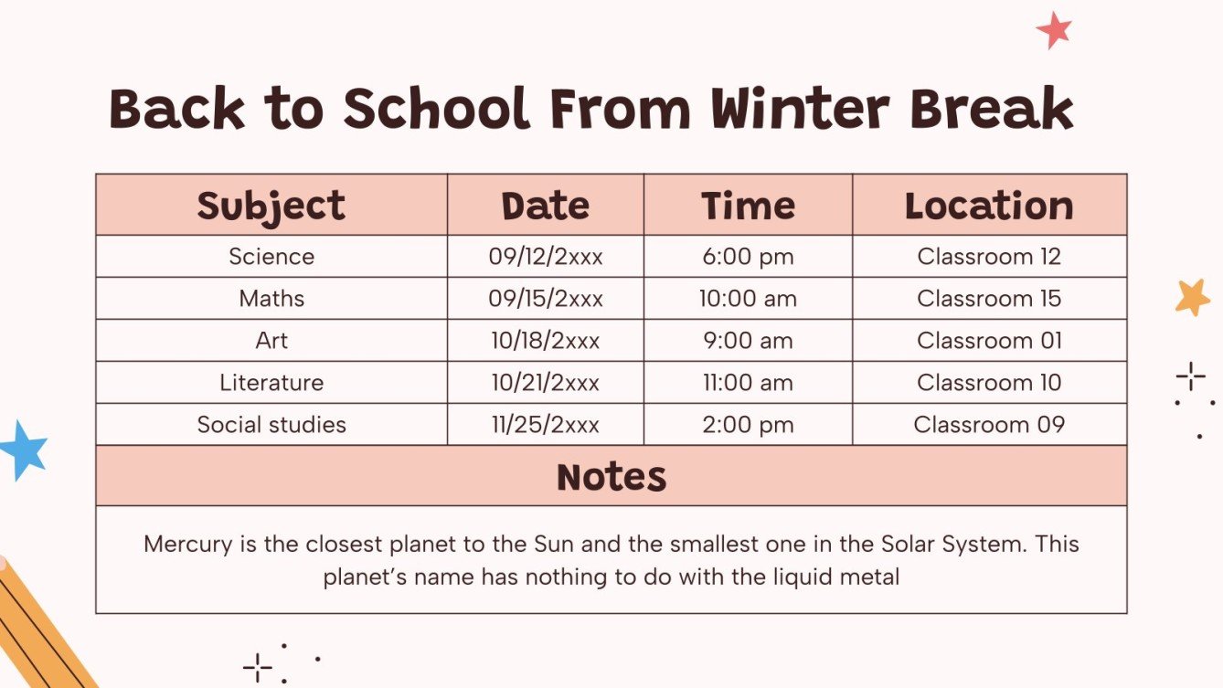 Back to School From Winter Break Infographics Presentation
