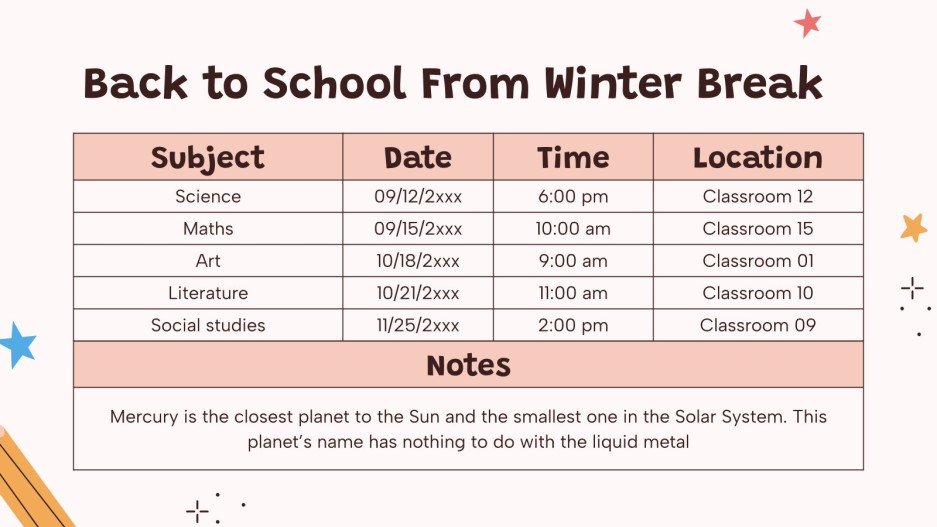 Back to School From Winter Break Infographics Presentation