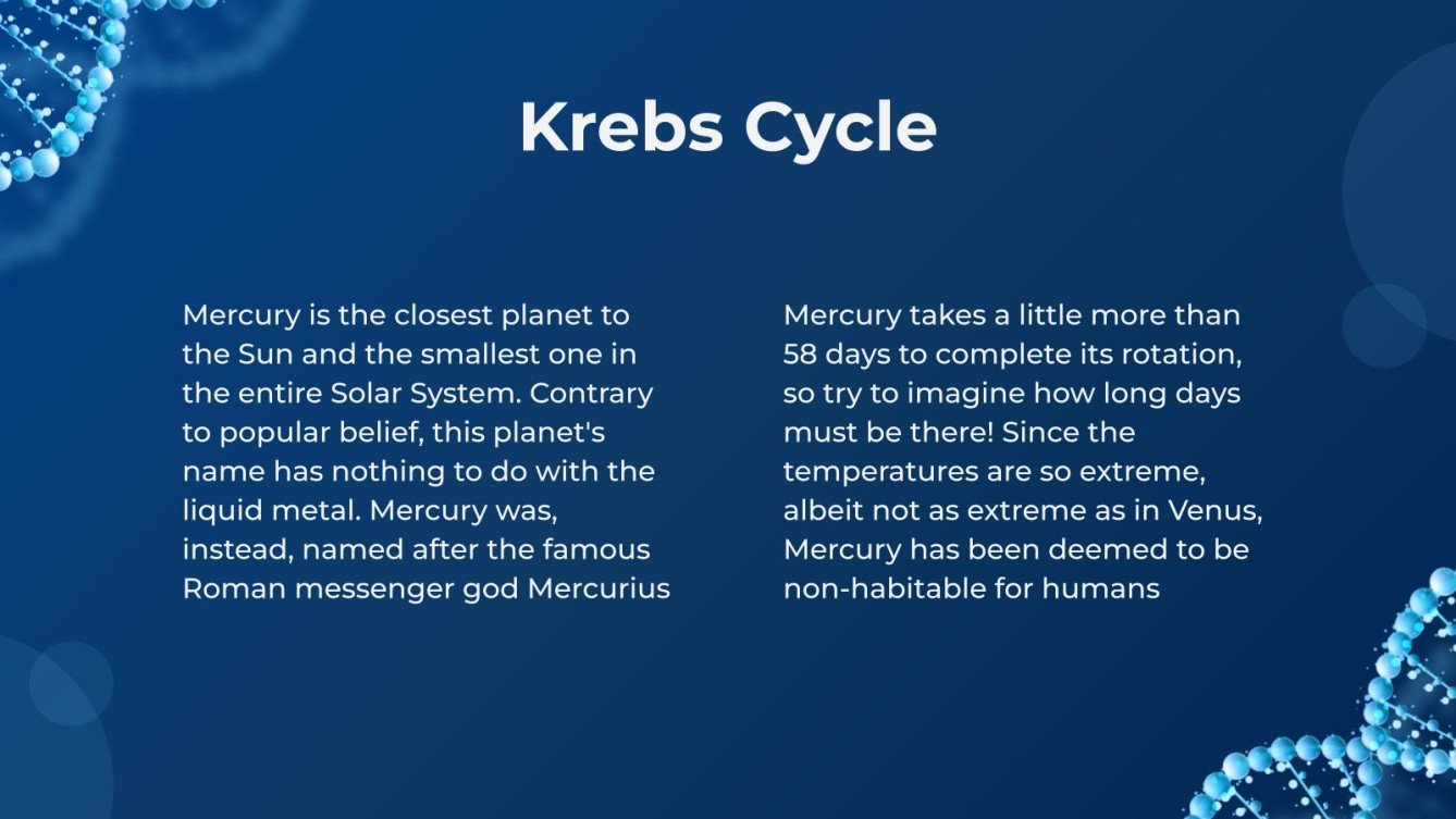 Biochemistry Lesson for University: Krebs Cycle Presentation