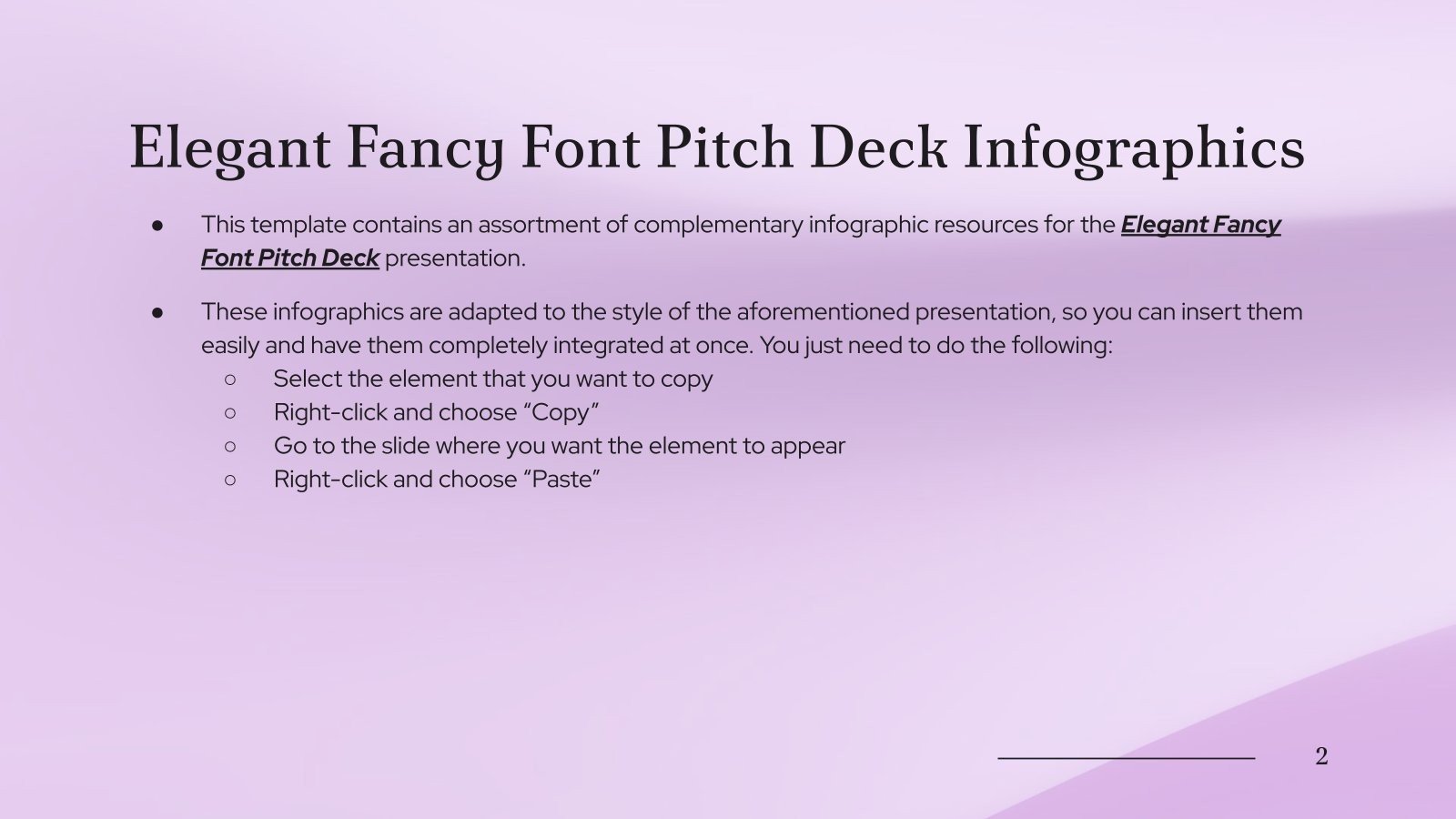 Elegant Fancy Font Pitch Deck Infographics Template