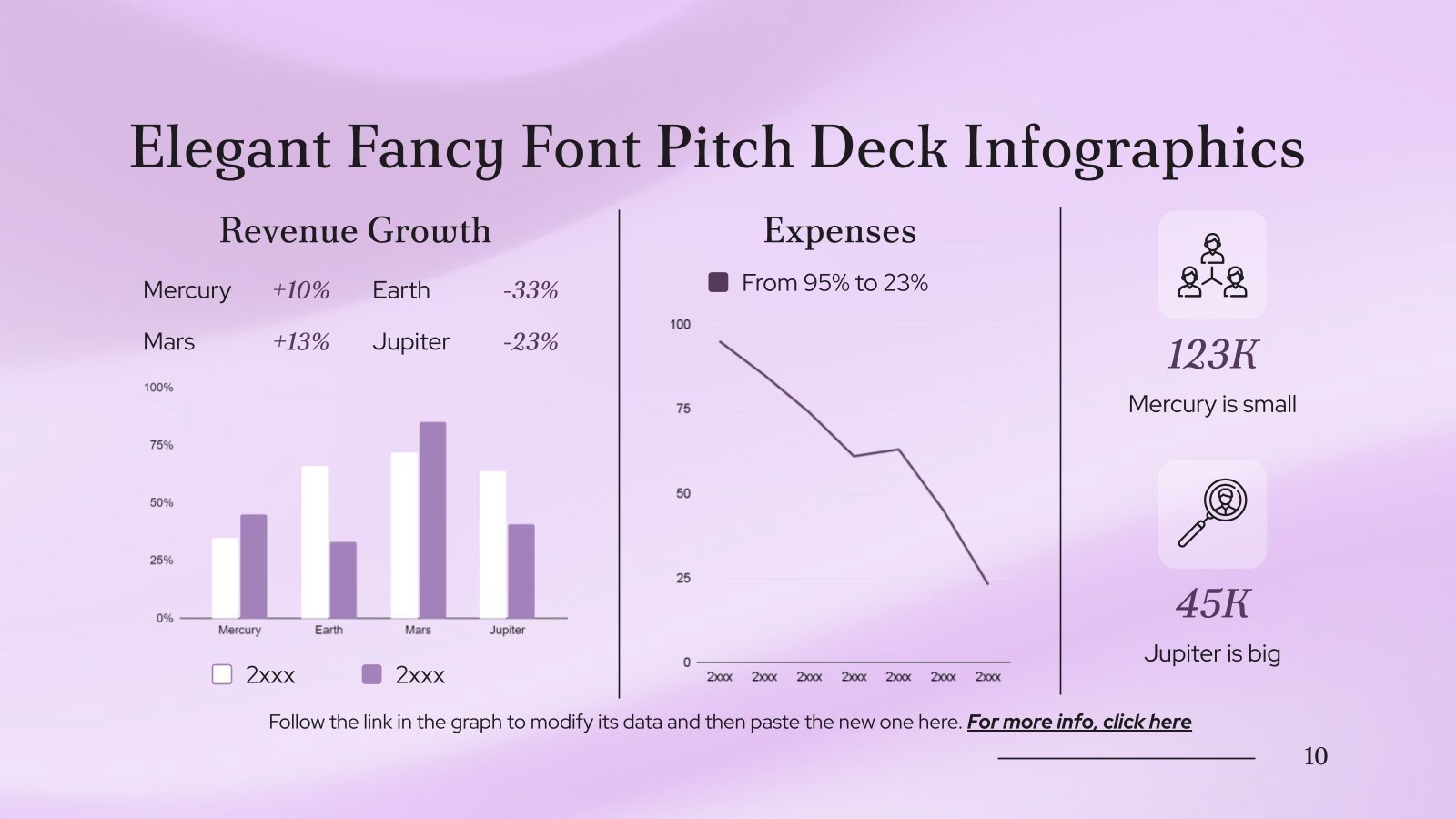 Elegant Fancy Font Pitch Deck Infographics Template