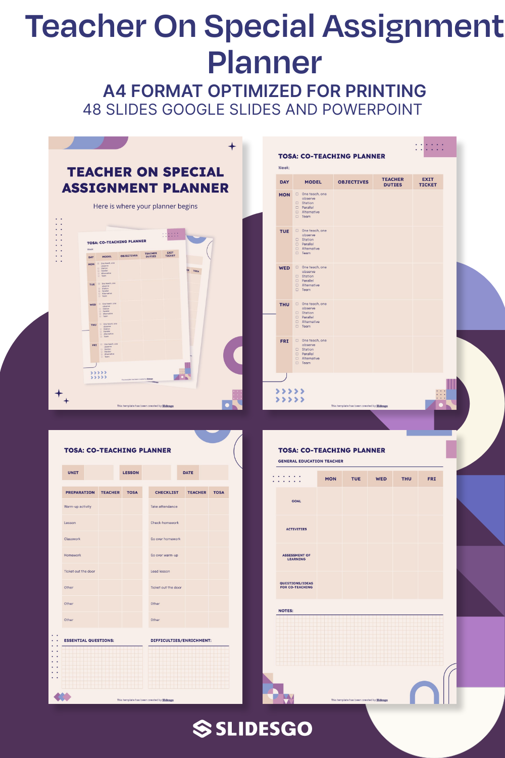 Teacher On Special Assignment Planner Presentation