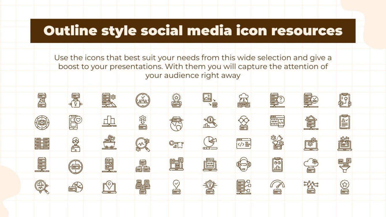 Outline Style Social Media Icon Resources Presentation