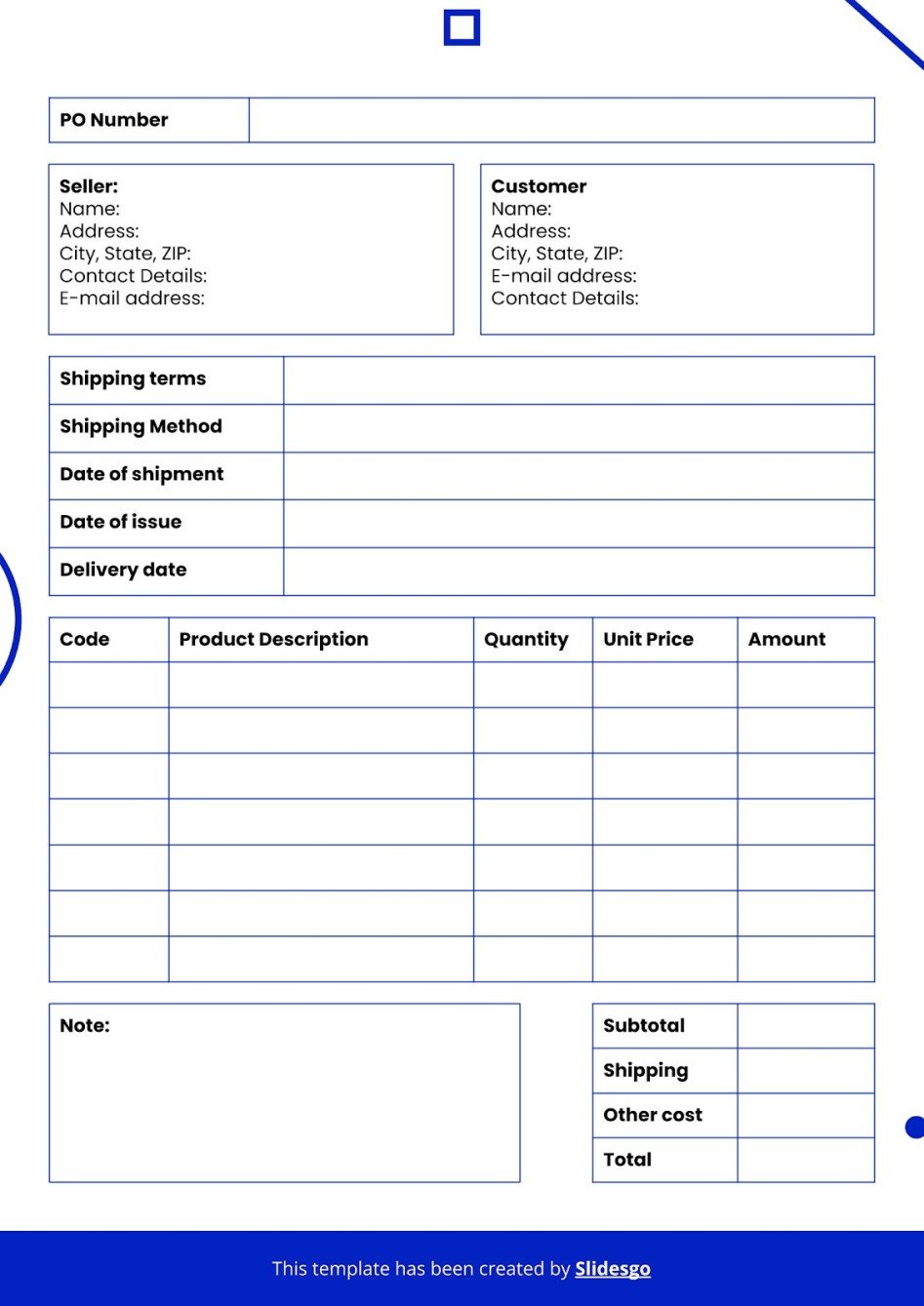 Formal Purchase Order Presentation