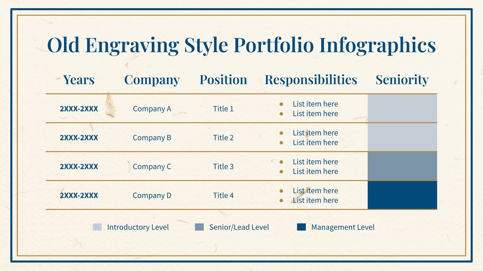 Old Engraving Style Portfolio Infographics Template