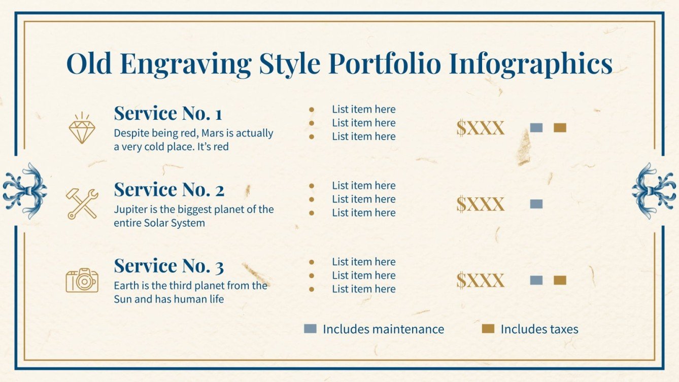 Old Engraving Style Portfolio Infographics Template