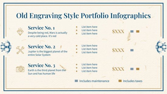 Old Engraving Style Portfolio Infographics Template