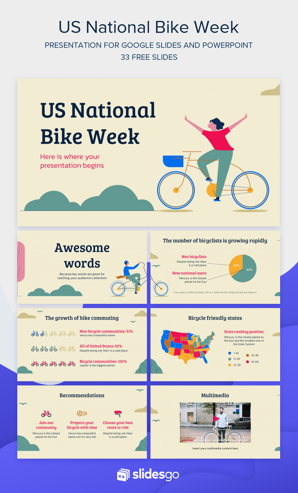 US National Bike Week | Google Slides & PowerPoint theme