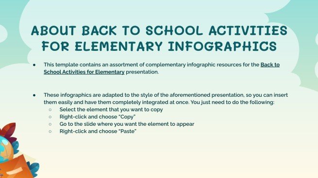 Back to School Activities for Elementary Infographics