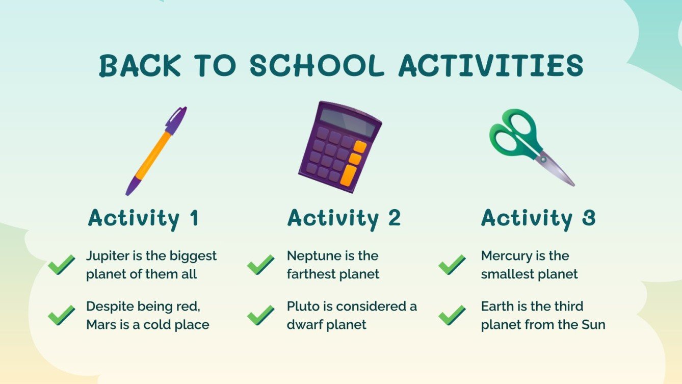 Back to School Activities for Elementary Infographics