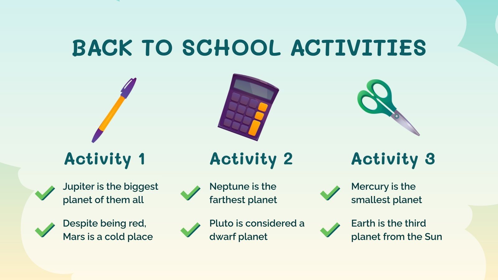 Back to School Activities for Elementary Infographics