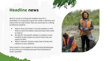 Planting for a Greener World Newsletter Presentation