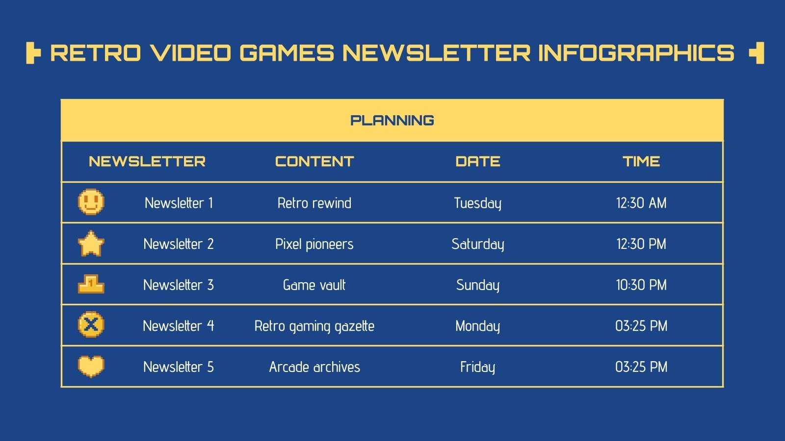 Infográficos de newsletter estilo videogame retrô