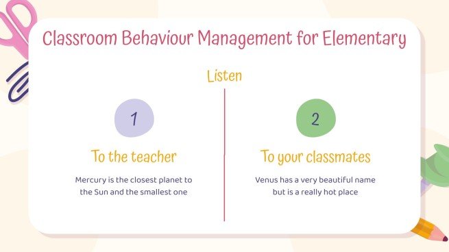 Classroom Behaviour Management for Elementary Template