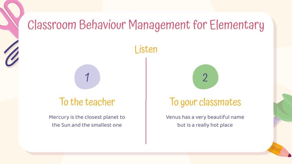Classroom Behaviour Management for Elementary Template