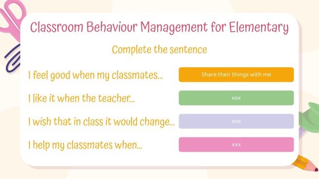 Classroom Behaviour Management for Elementary Template