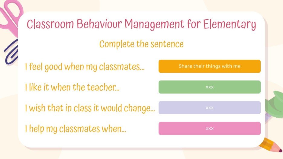 Classroom Behaviour Management for Elementary Template
