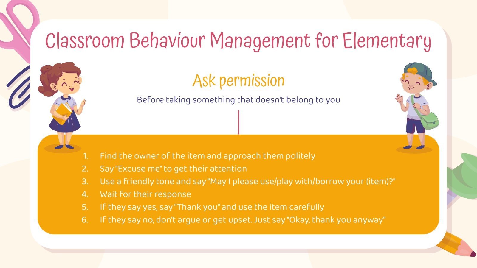 Classroom Behaviour Management for Elementary Template
