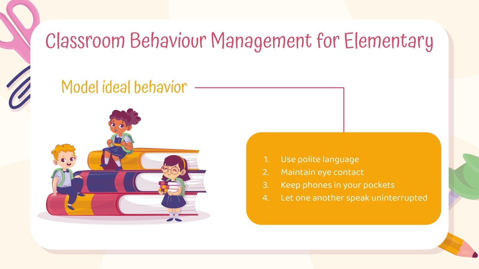 Classroom Behaviour Management for Elementary Template