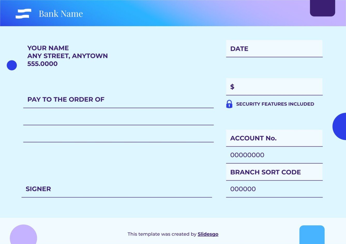 Blank Check Template Presentation