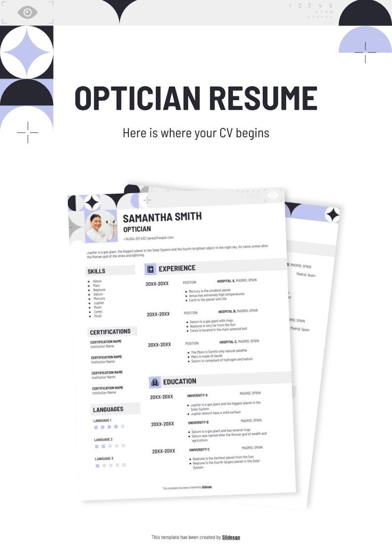 Optician Resume Presentation