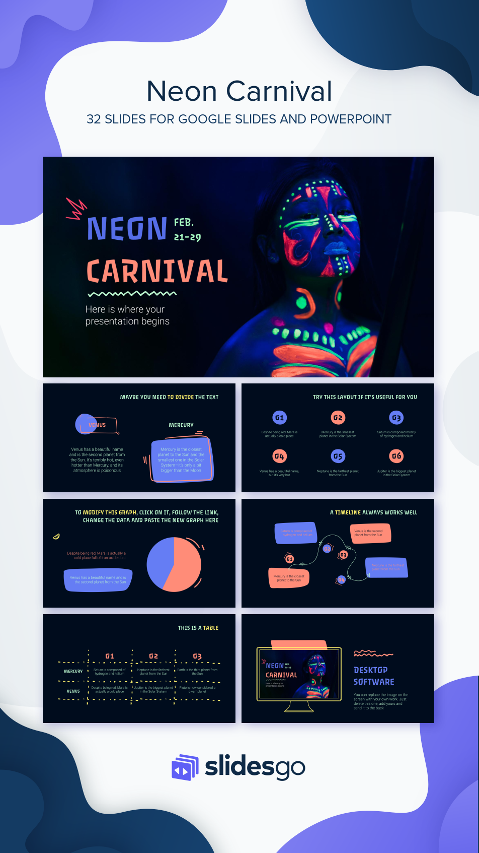 Neon Carnival Google Slides Theme and PowerPoint Template