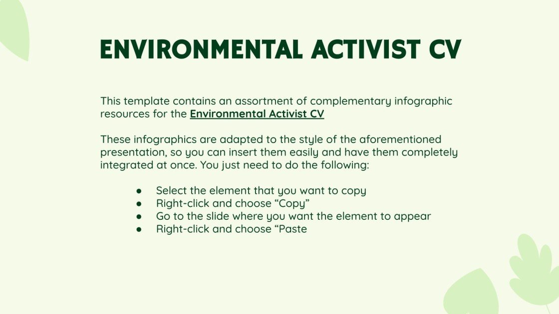 Environmental Activist CV Infographics Template