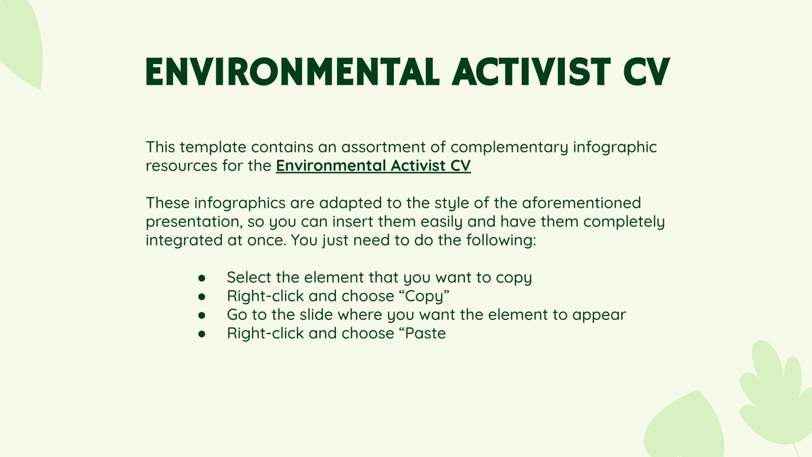 Environmental Activist CV Infographics Template