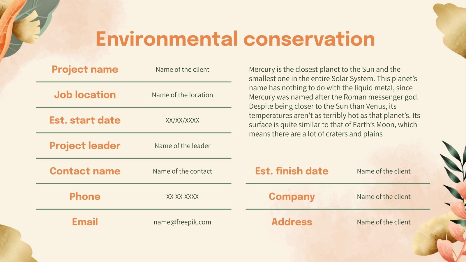 Infografía: propuesta de proyecto de conservación ambiental