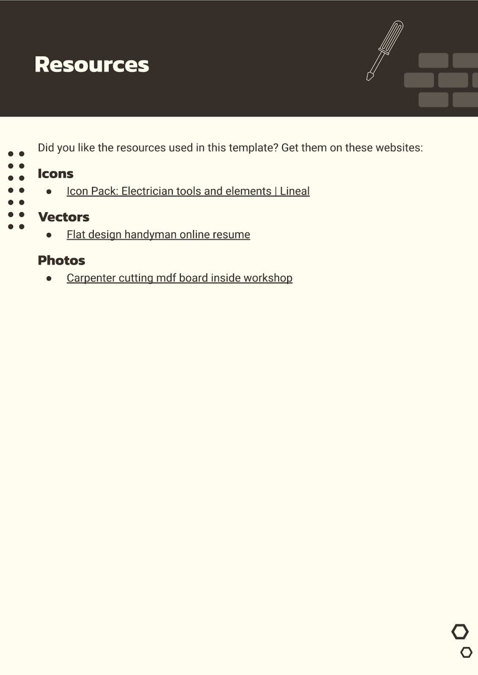 Handyworker Assistant CV Presentation