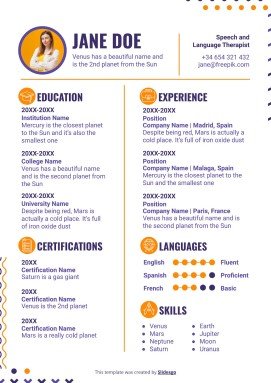 Speech and Language Therapist CV Presentation