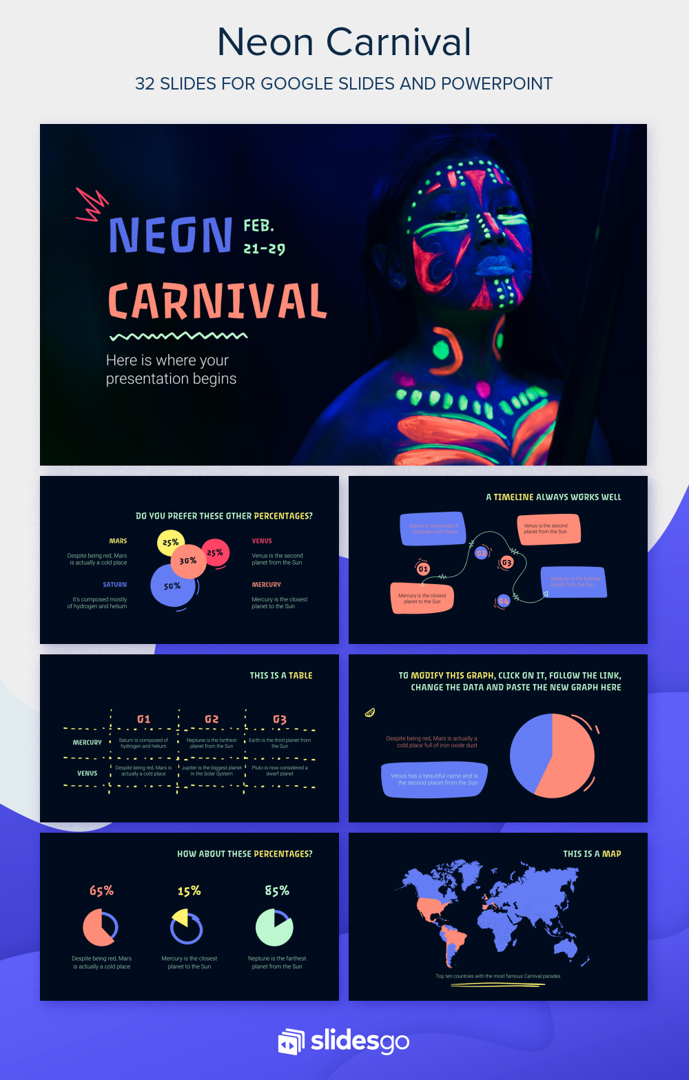 Neon Carnival Google Slides Theme and PowerPoint Template