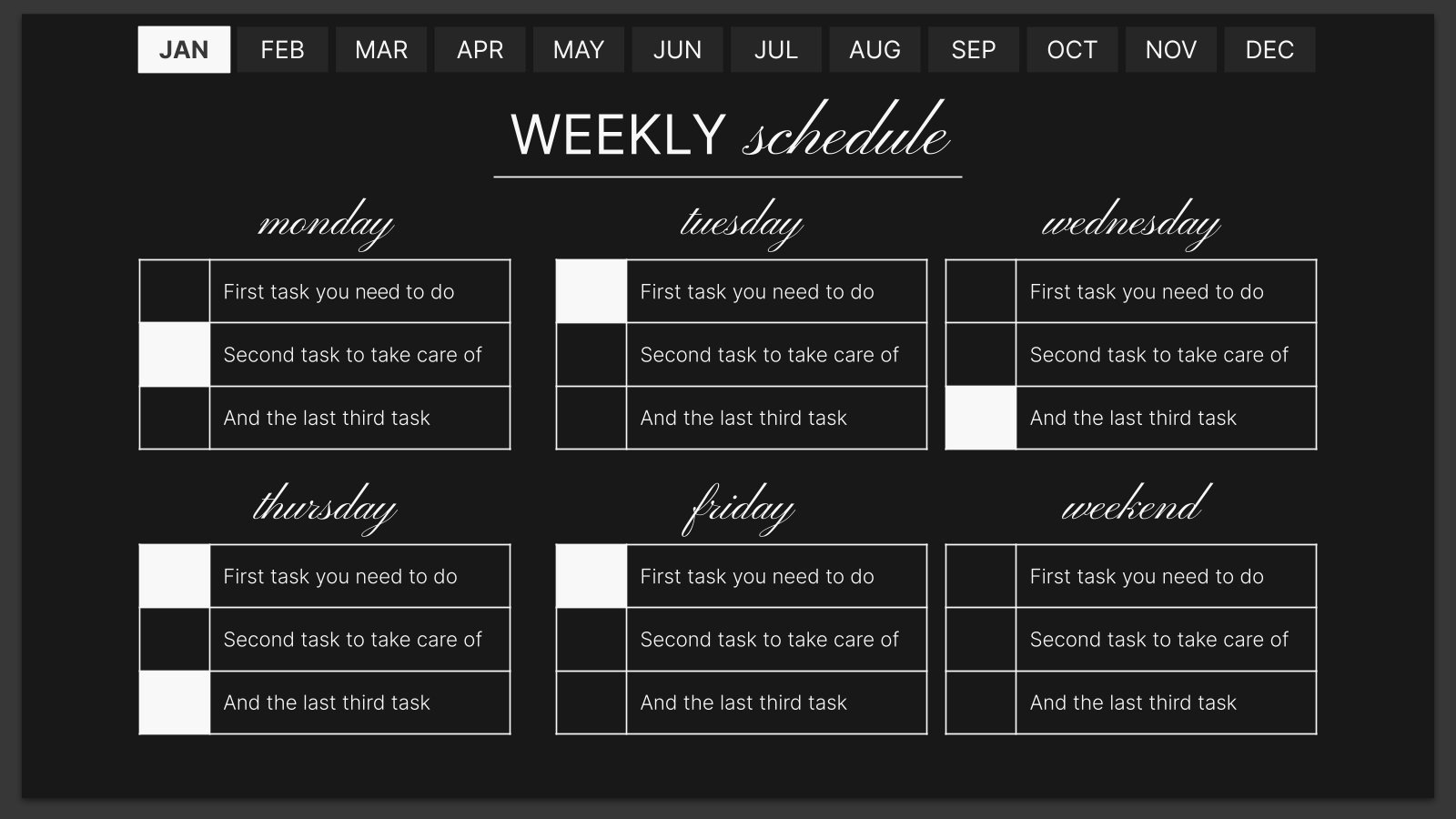 Full Black and White Planner Presentation