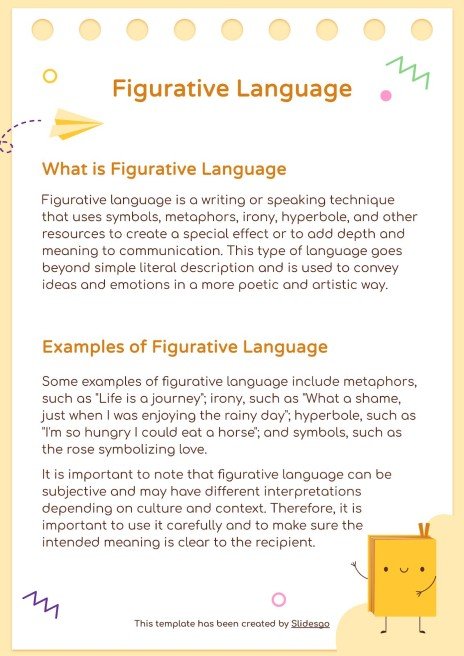 Language Arts Subject: Figurative Language Worksheets