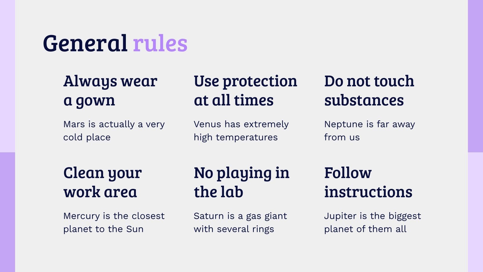 Chemistry Lab Rules for High School Presentation