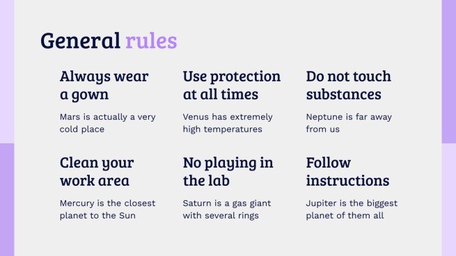 Chemistry Lab Rules for High School Presentation