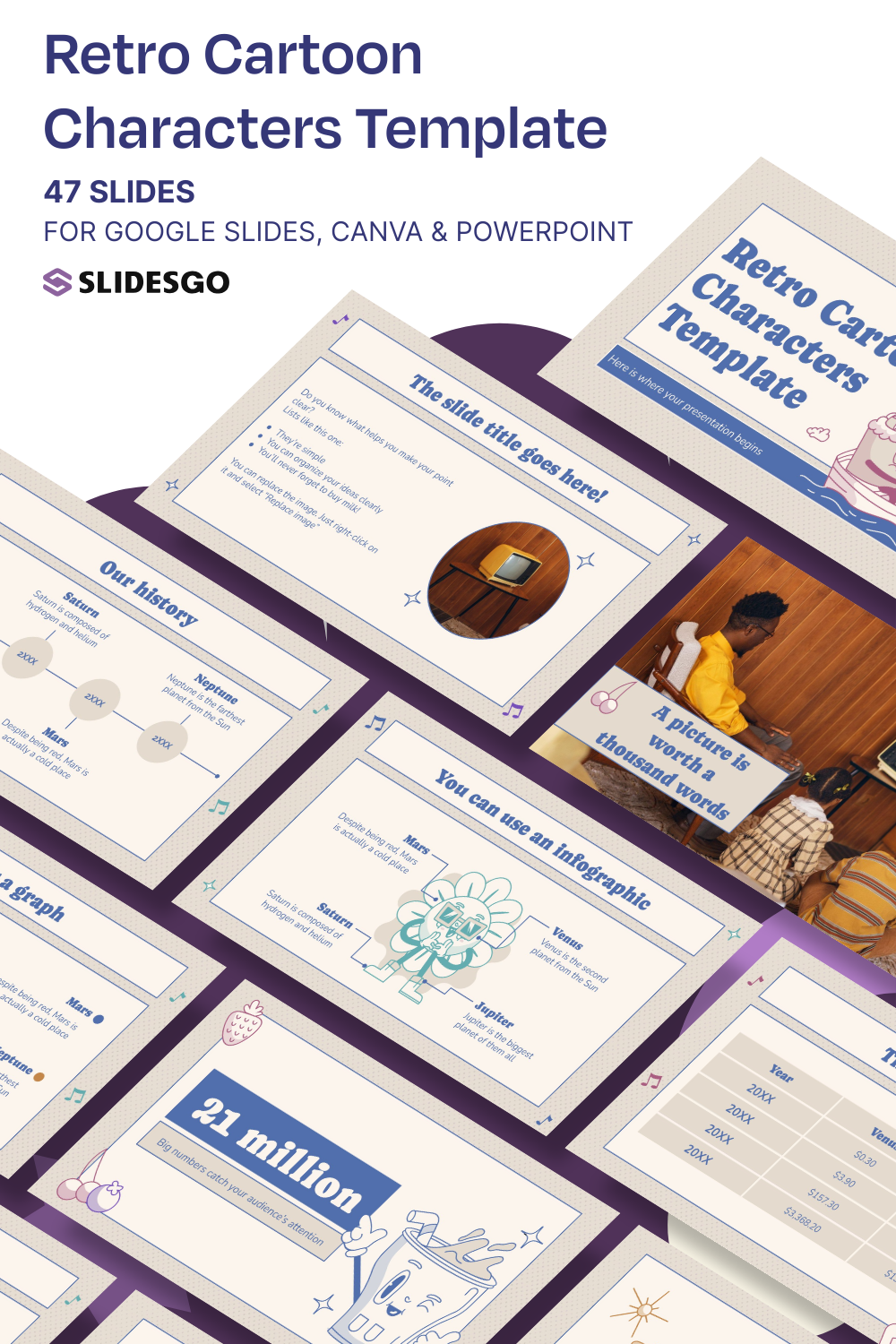 Retro Cartoon Characters Template Presentation